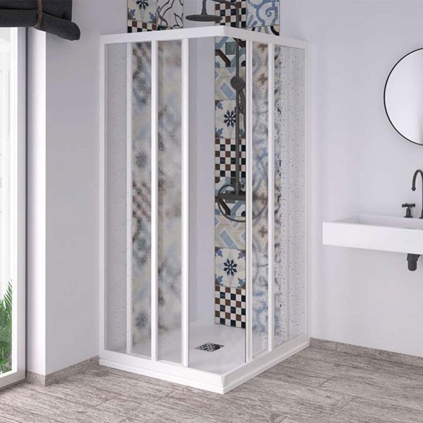 Box doccia angolare con profili in PVC e acrilico - Cabina docce bagno ...